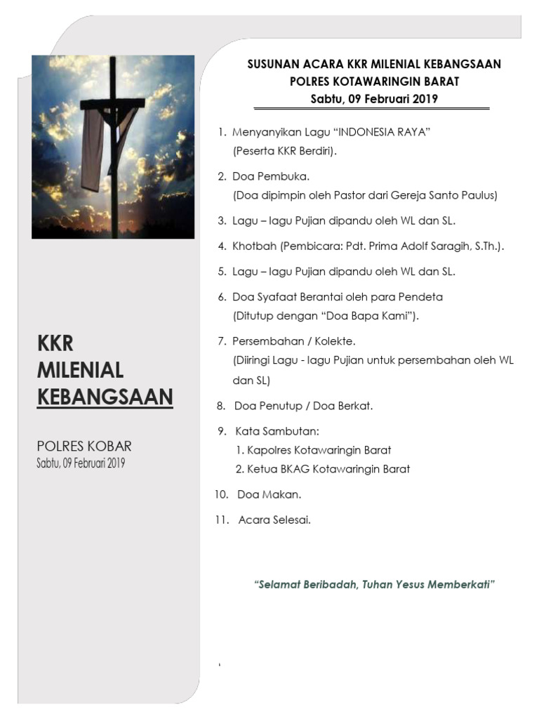 Susunan Acara KKR Milenial Kebangsaan PDF | PDF