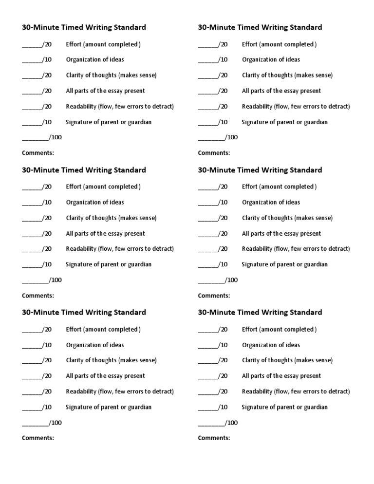 30 Minute Writing Rubric | PDF