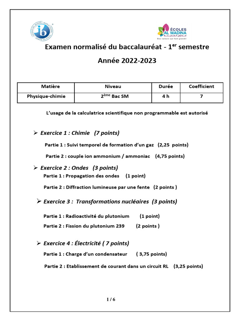 Coefficient Bac SM Physique 2023 | PDF