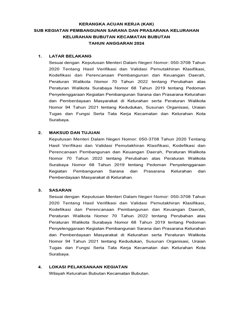 Pembangunan Sarana Kelurahan Bubutan 2024 | PDF