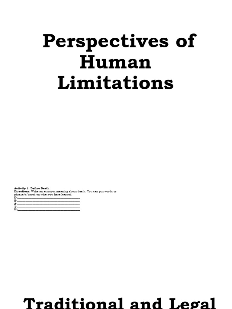 Perspectives of Human Limitations | PDF | Eternal Life (Christianity ...