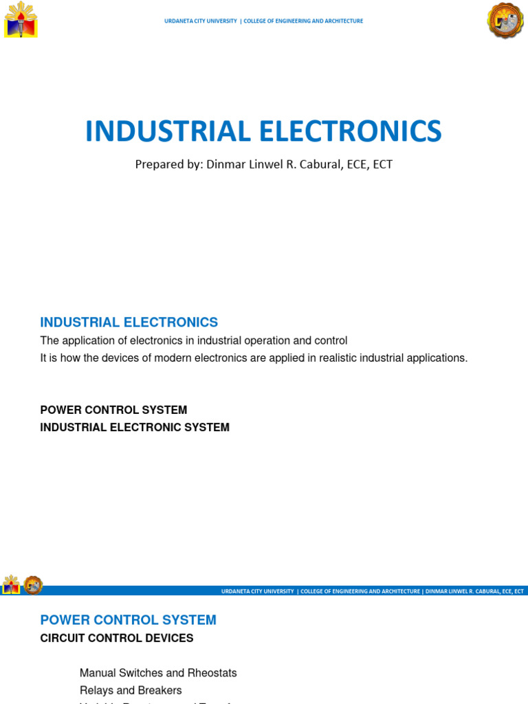 Industrial Electronics: Prepared By: Dinmar Linwel R. Cabural, ECE, ECT | PDF