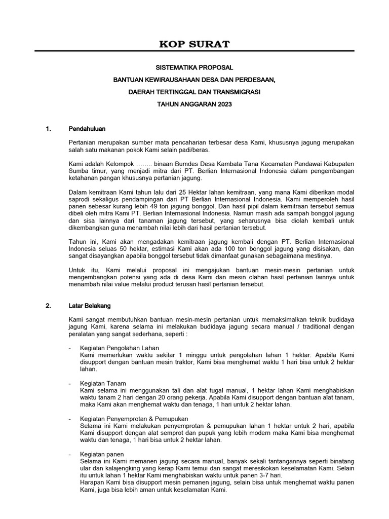 Proposal Desa Pahola Sumba Barat | PDF