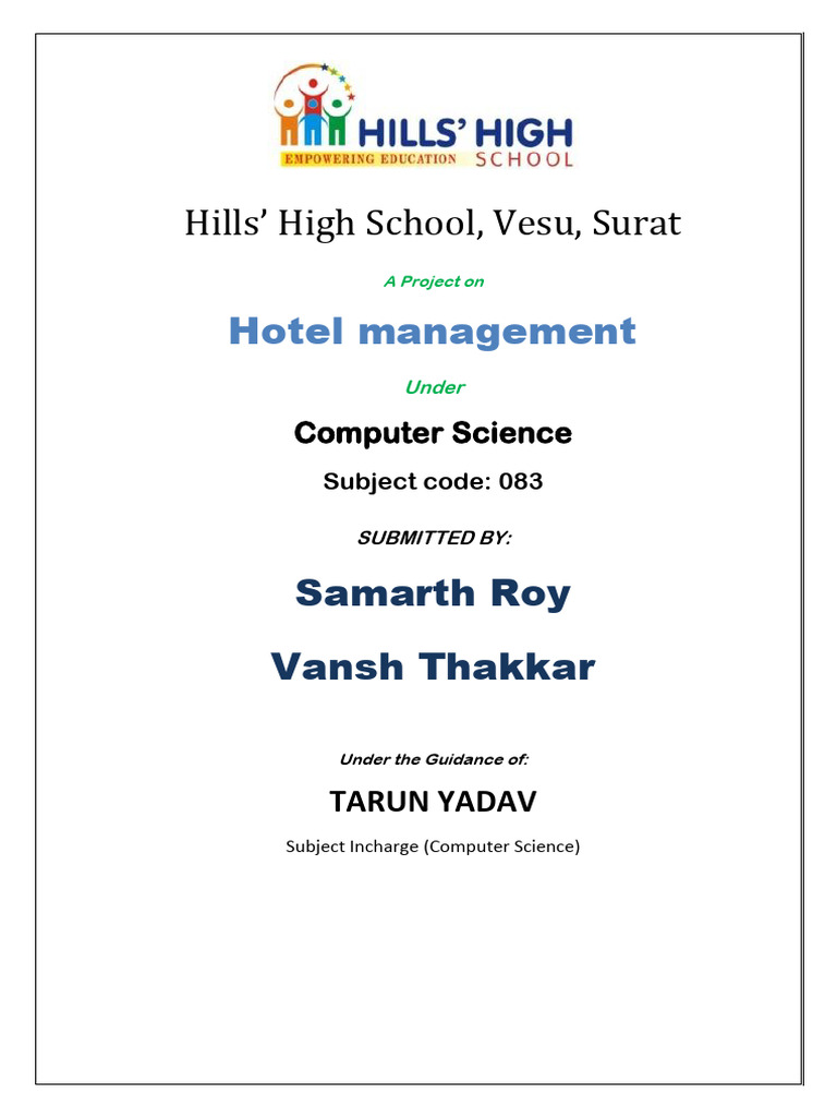 Hotel Management Project Overview | PDF | Computer Program | Programming
