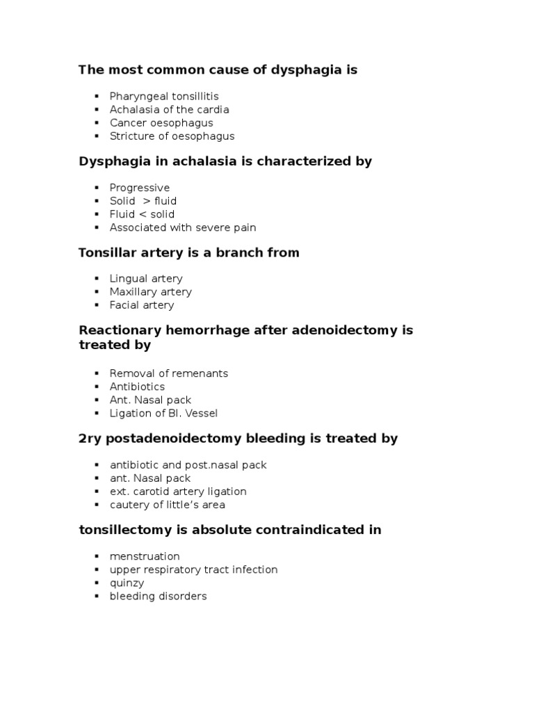 MCQ ENT 2 | PDF | Esophagus | Human Anatomy