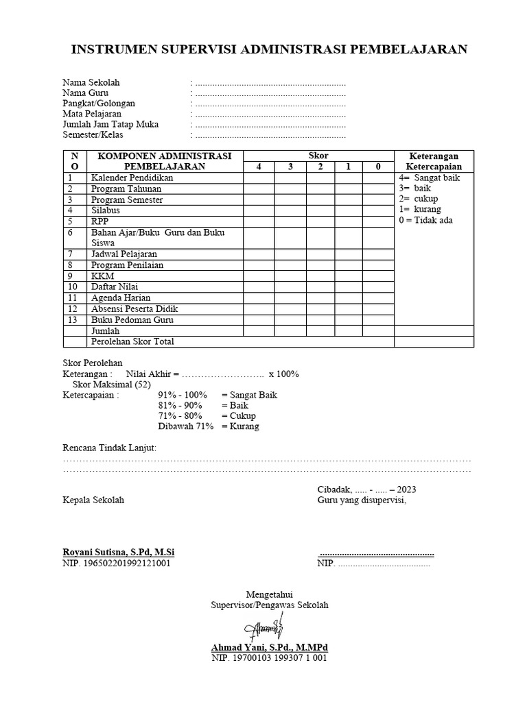 Instrumen Supervisi (Point 1) | PDF | Karier & Perkembangan | Seni Instrumen Supervisi (Point 1) | PDF | Karier & Perkembangan | Seni