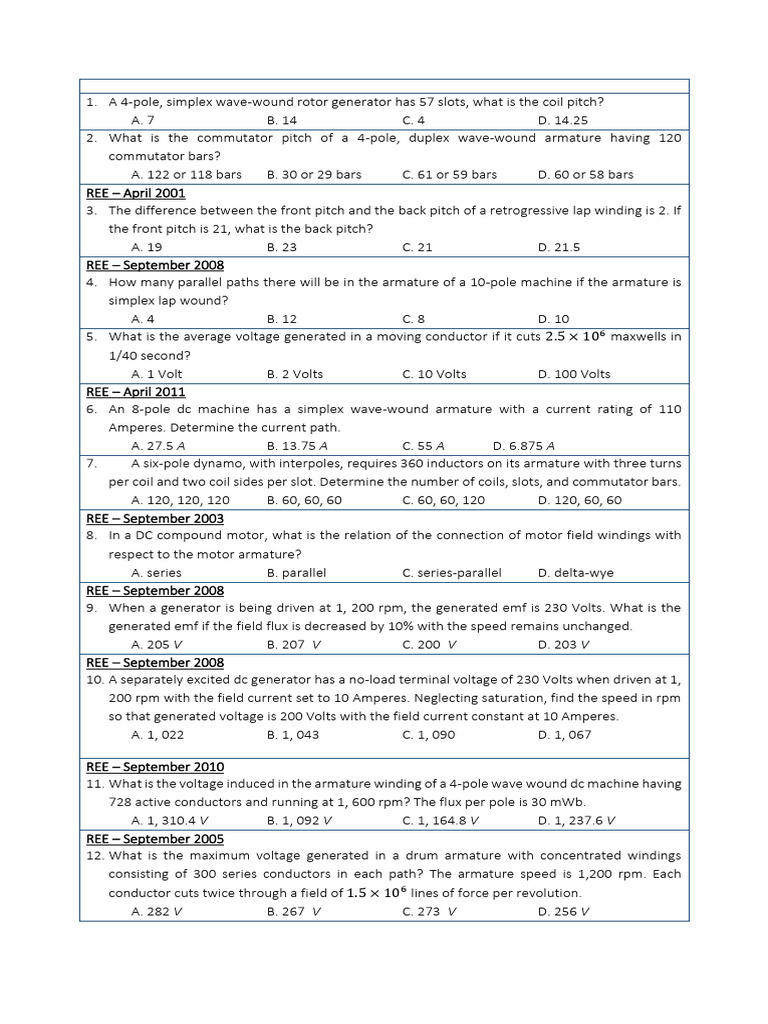 Problem Set | PDF | Electric Motor | Electric Generator