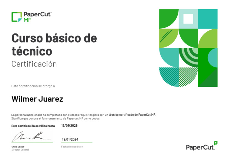 PaperCut MF - Tech Foundation - Certificate - Spanish | PDF | Negocios