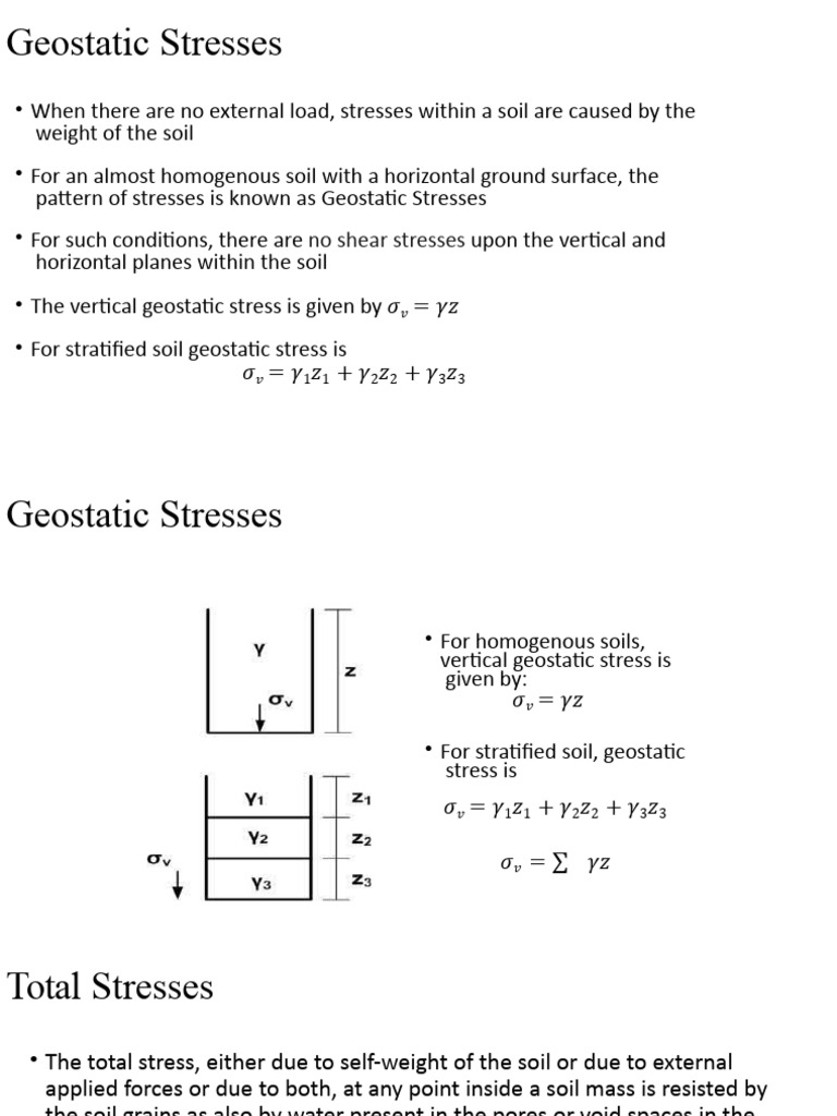Geostatic Stresses | PDF | Stress (Mechanics) | Soil