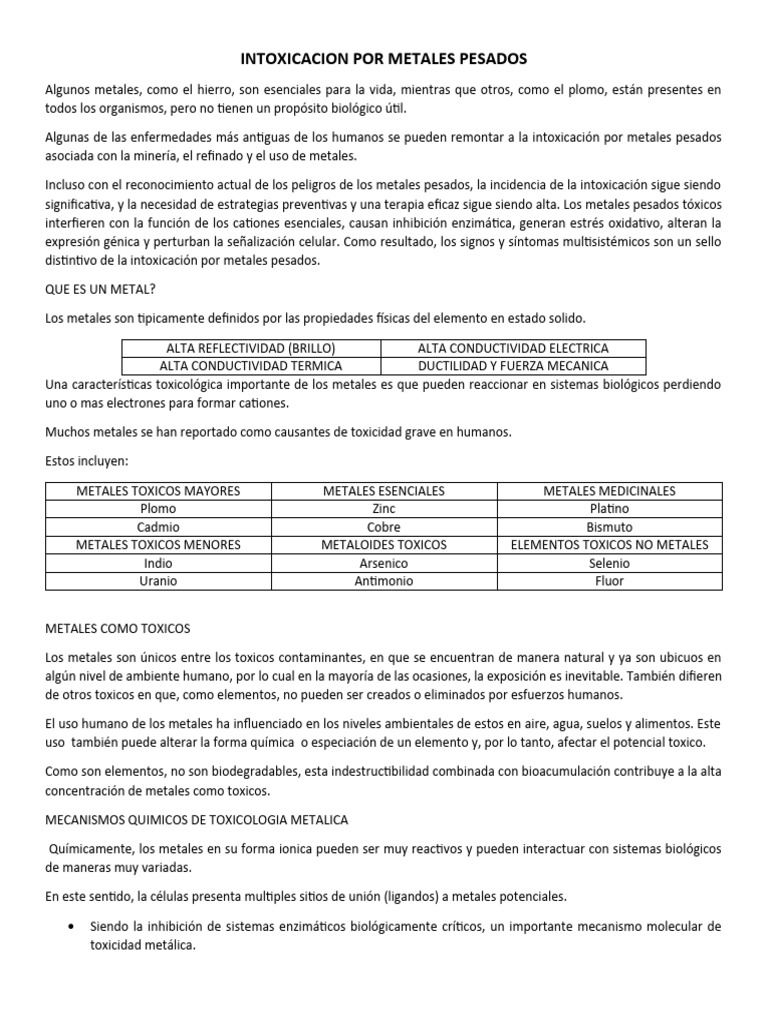 Intoxicación Por Metales Pesados | PDF | Cadmio | Rieles