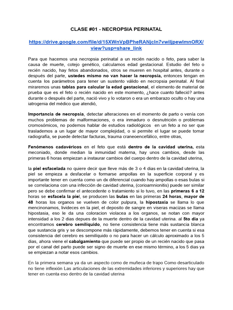Necropsia Perinatal: Causas y Procedimientos | PDF | El embarazo | Parto