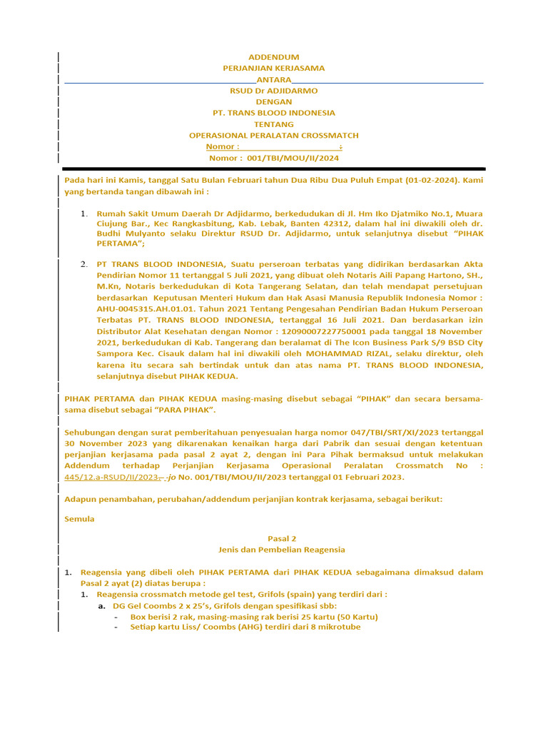 Rev-Draft Addendum Rsud DR Adjidarmo | PDF
