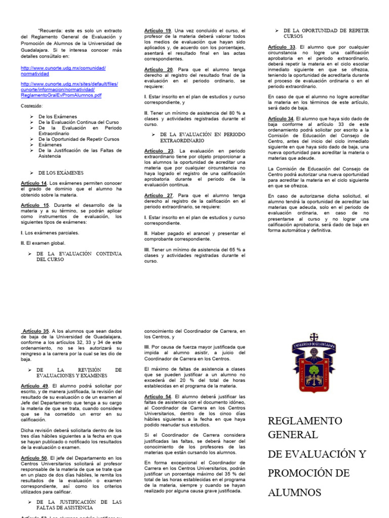 Reglamento General de Evaluacion y Promocion de Alumnos | Descargar gratis PDF | Evaluación