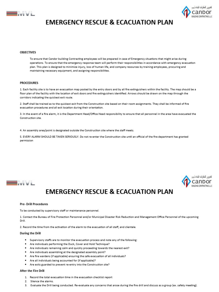 Emergency Rescue and Evacuation Plan | PDF | Emergency Evacuation ...