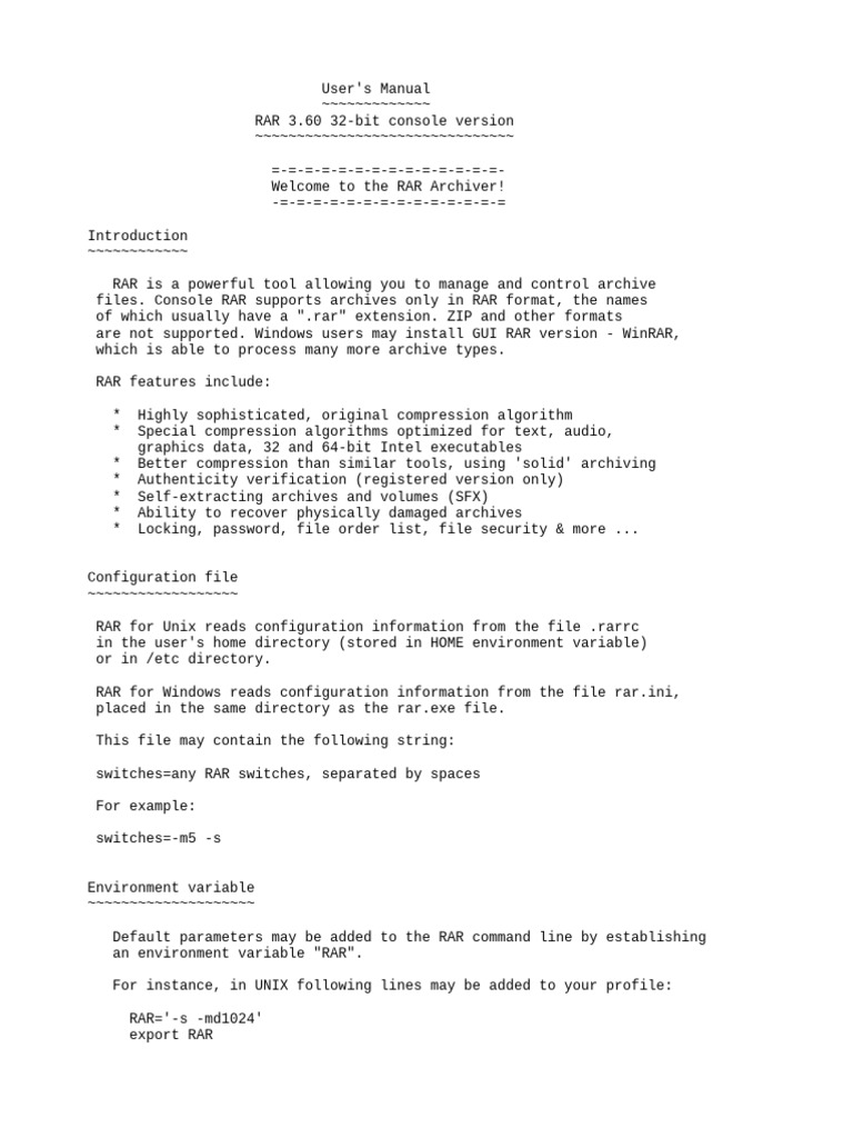 Rar | Download Free PDF | Computer File | Command Line Interface