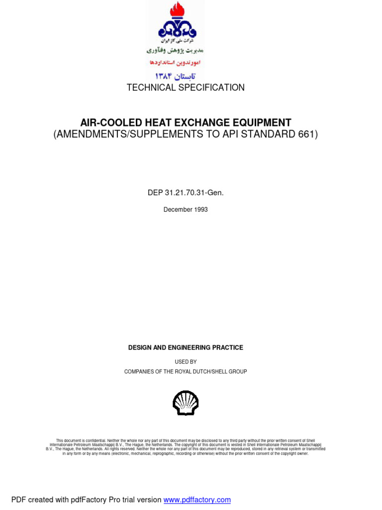 Air-Cooled Heat Exchange Equipment: (Amendments/Supplements To Api ...
