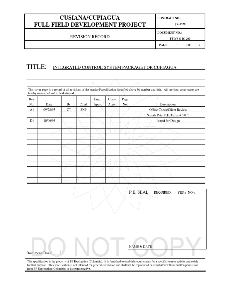 FFD - F-S-IC-203 Integrated Control System Package For Cupiagua ... FFD - F-S-IC-203 Integrated Control System Package For Cupiagua ...