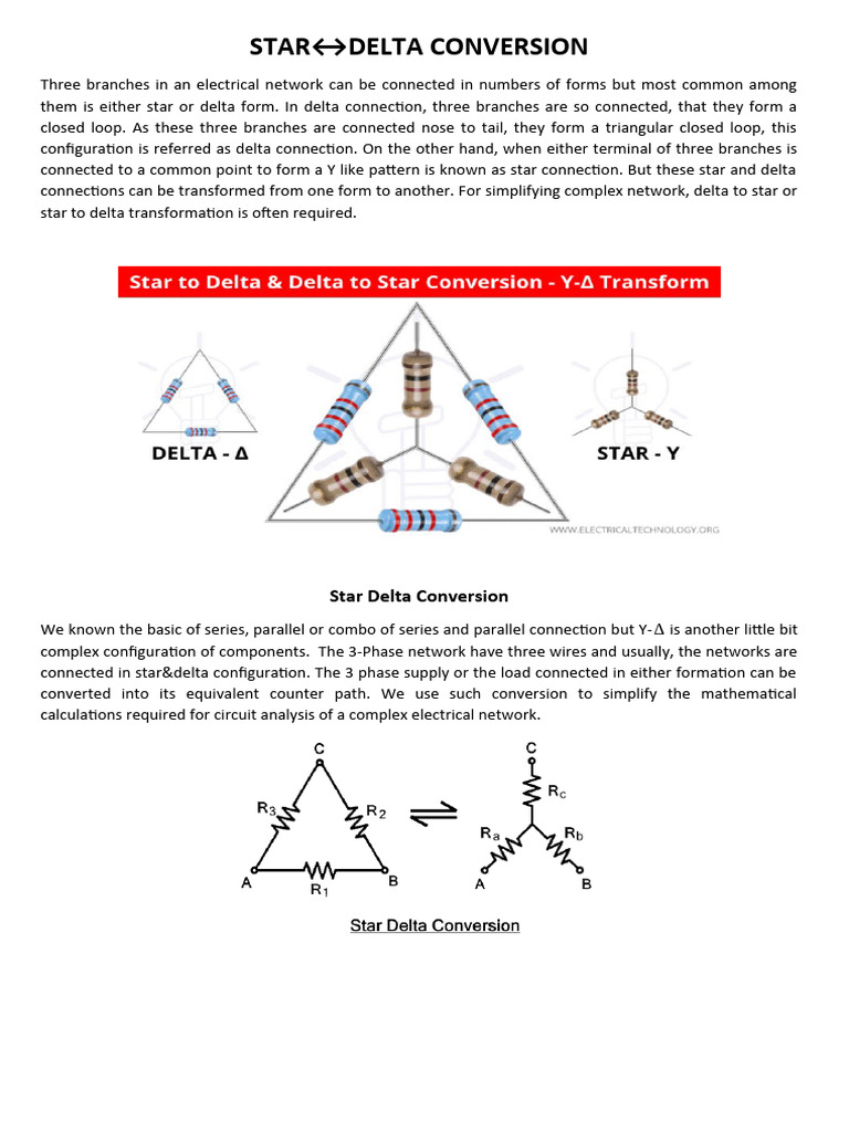 Star To Delta, Delta To Star Full | PDF