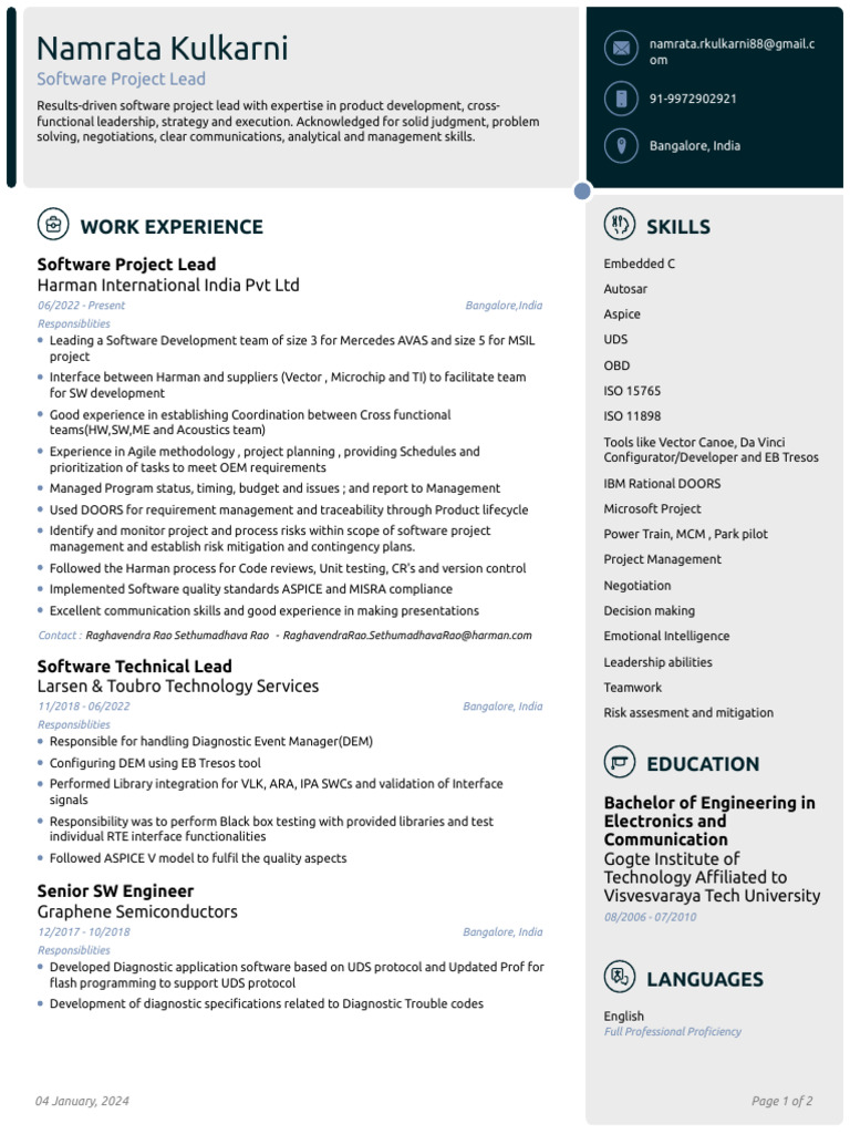 Namrata's Resume | PDF | Computing | Computer Engineering