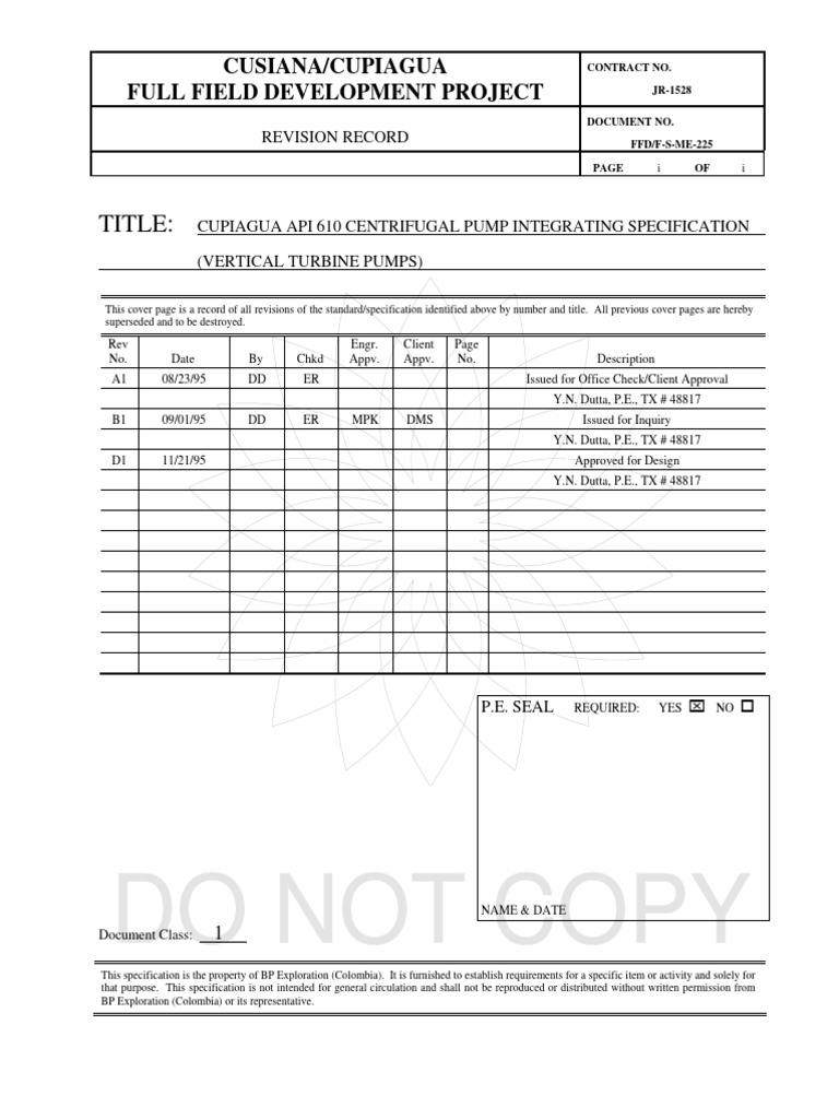 FFD - F-S-ME-225 Cupiagua API 610 Centrifugal Pump Integrating Spec ...