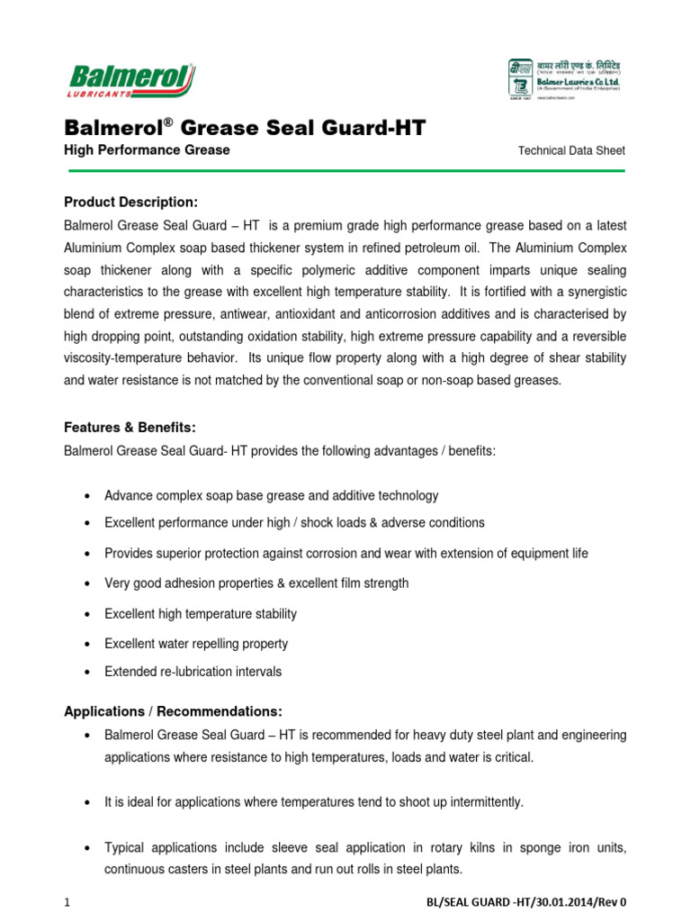 1482402436balmerol Grease Seal Guard HT | PDF | Petroleum | Chemical ...