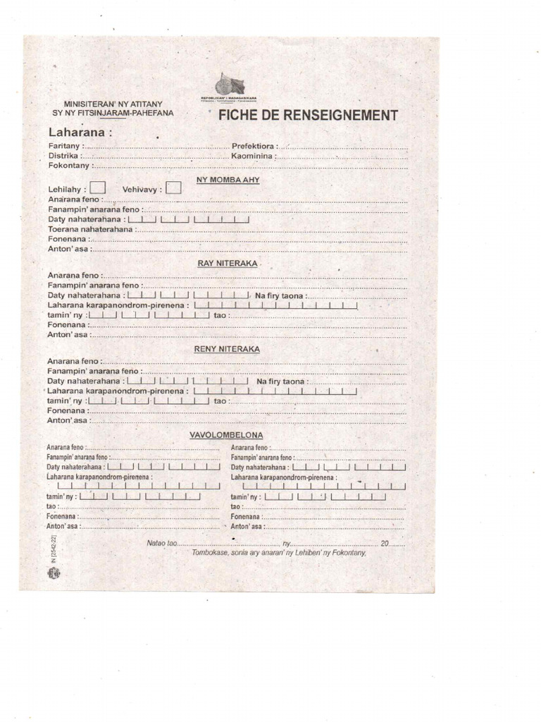 Fiche de Renseignement | PDF