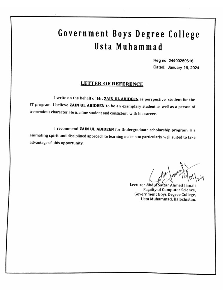 Reference Letter PDF