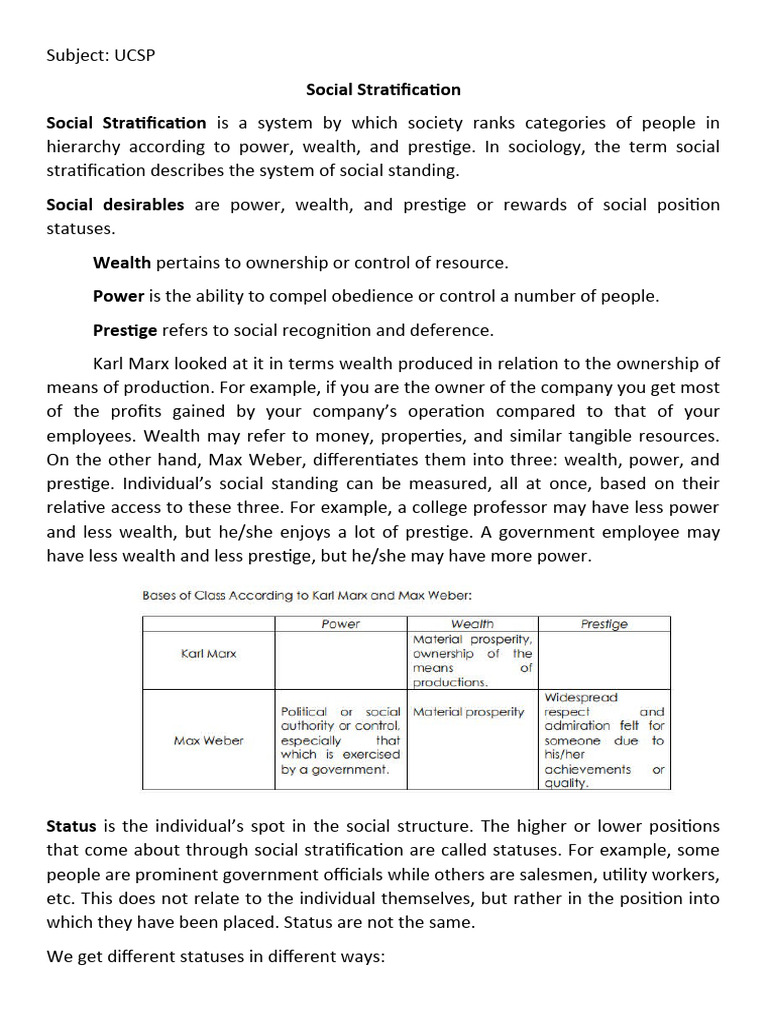 Activity 1 | PDF | Social Stratification | Social Status