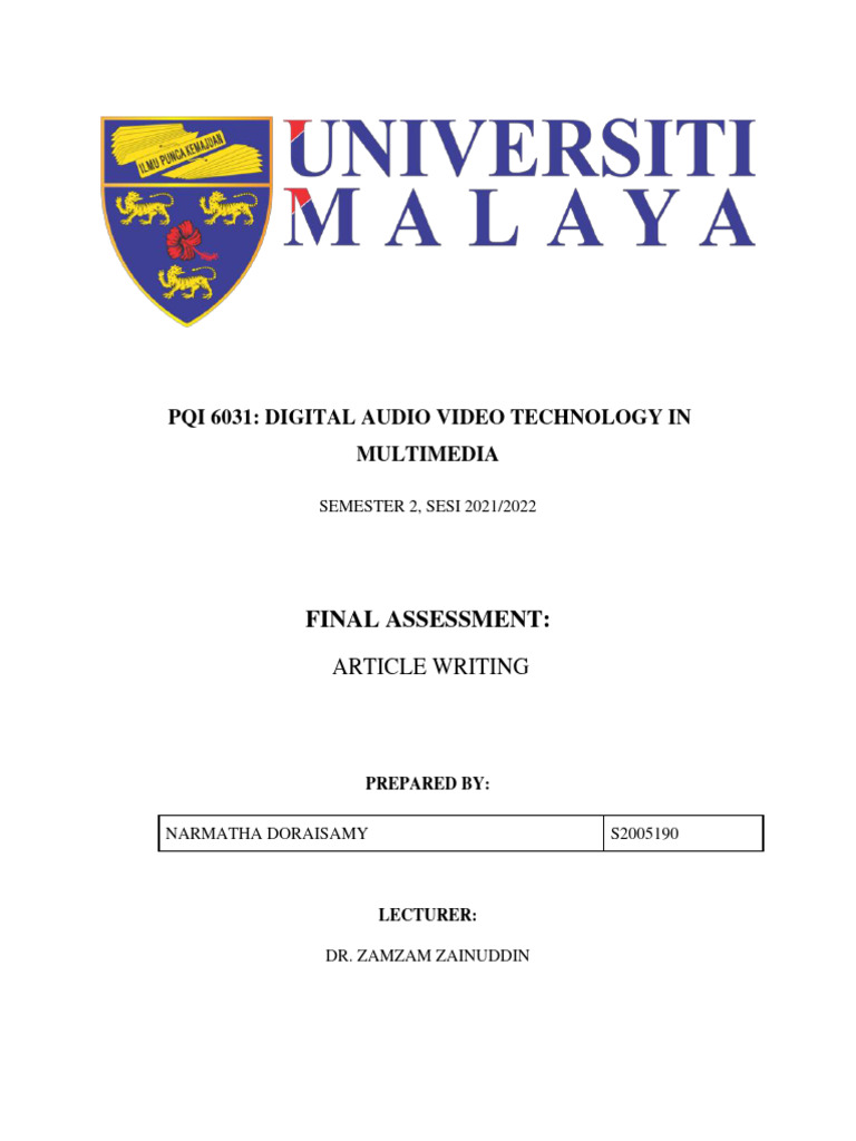 Q1 Final Assessment Pqi 6031 - Digital Audio Video | PDF | Learning | Communication