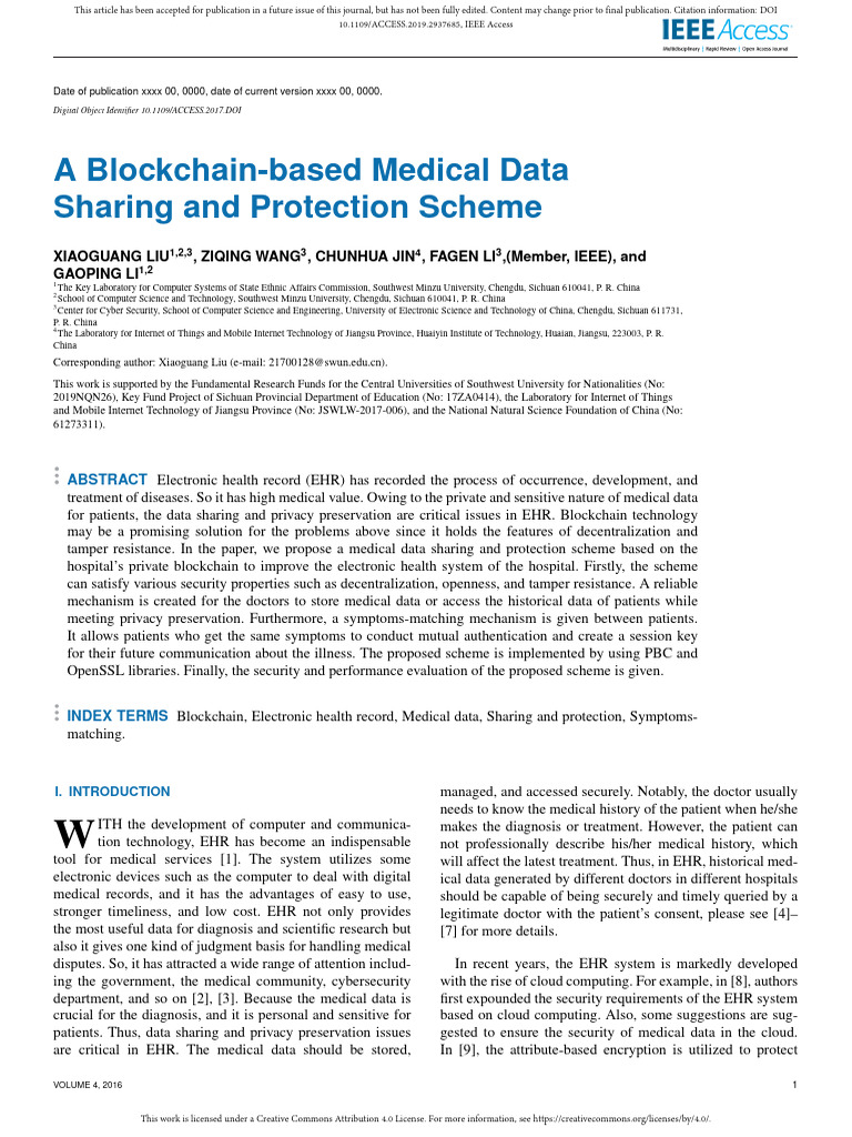 A Blockchain-Based Medical Data Sharing and Protec | PDF | Technology & Engineering