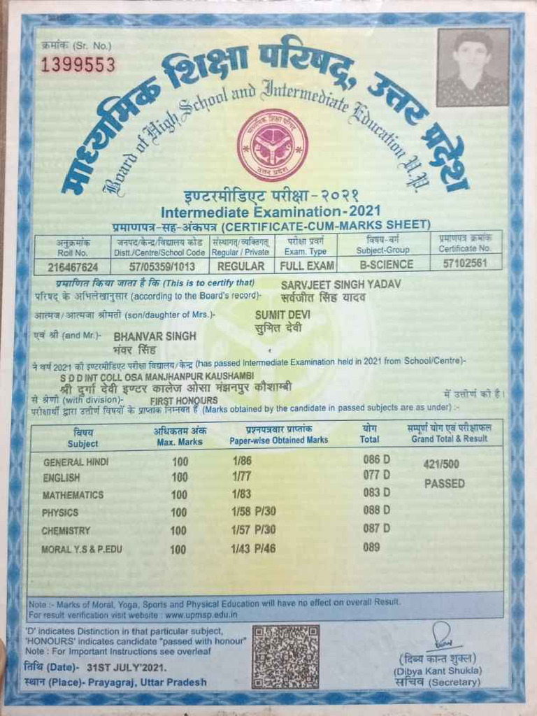 Class 12 Marksheet PDF - 11zon | PDF