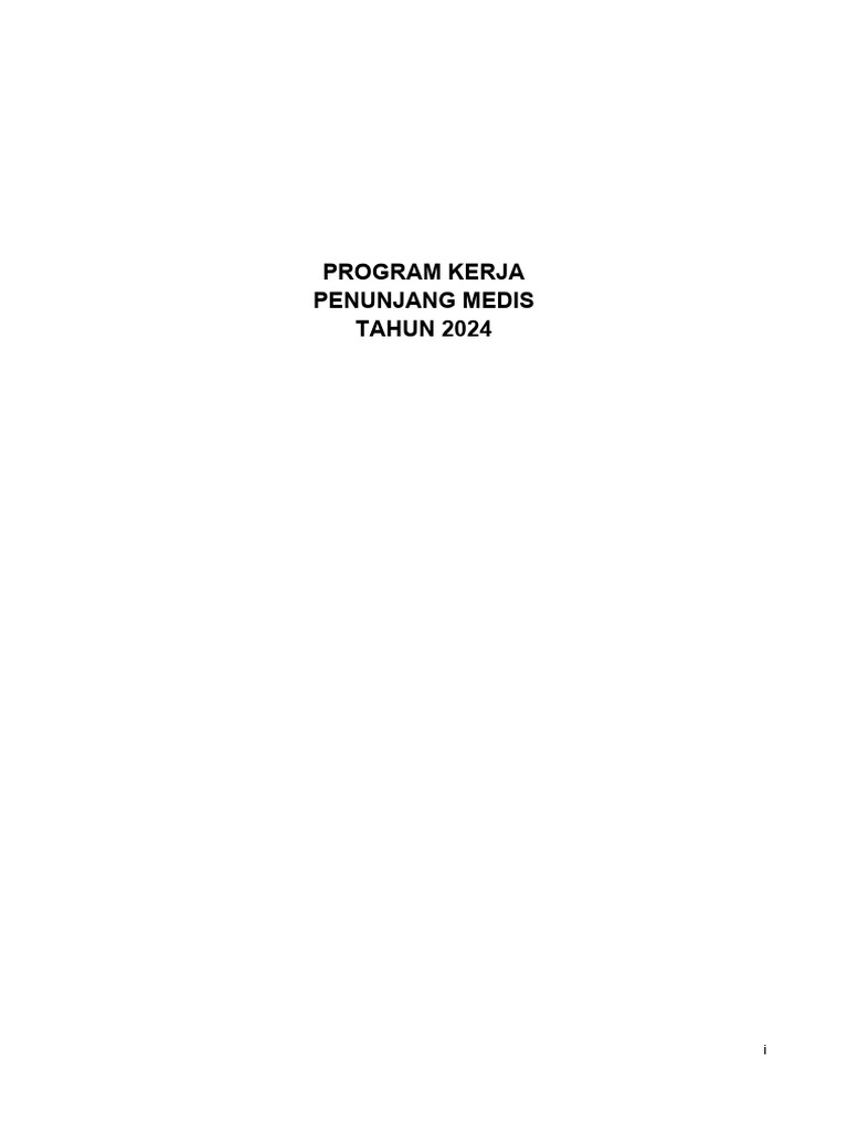 Program Kerja Penunjang Medis 2024 | PDF