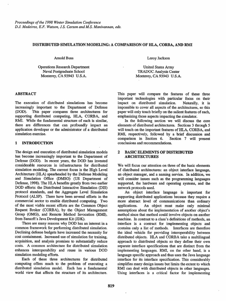4. Distributed Simulation Model | PDF