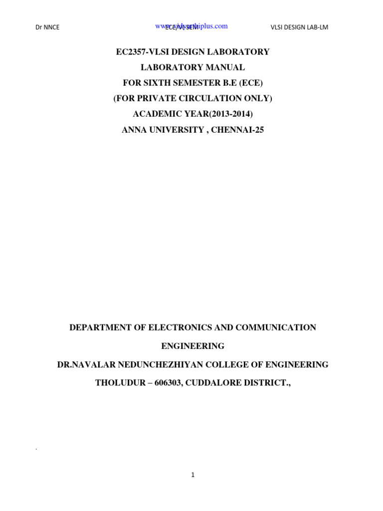 Vlsi Lab | PDF | Field Effect Transistor | Integrated Circuit