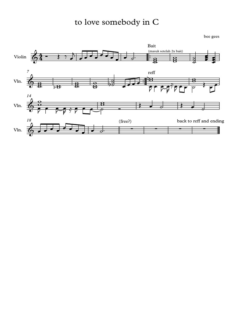 To Love Somebody in C | PDF