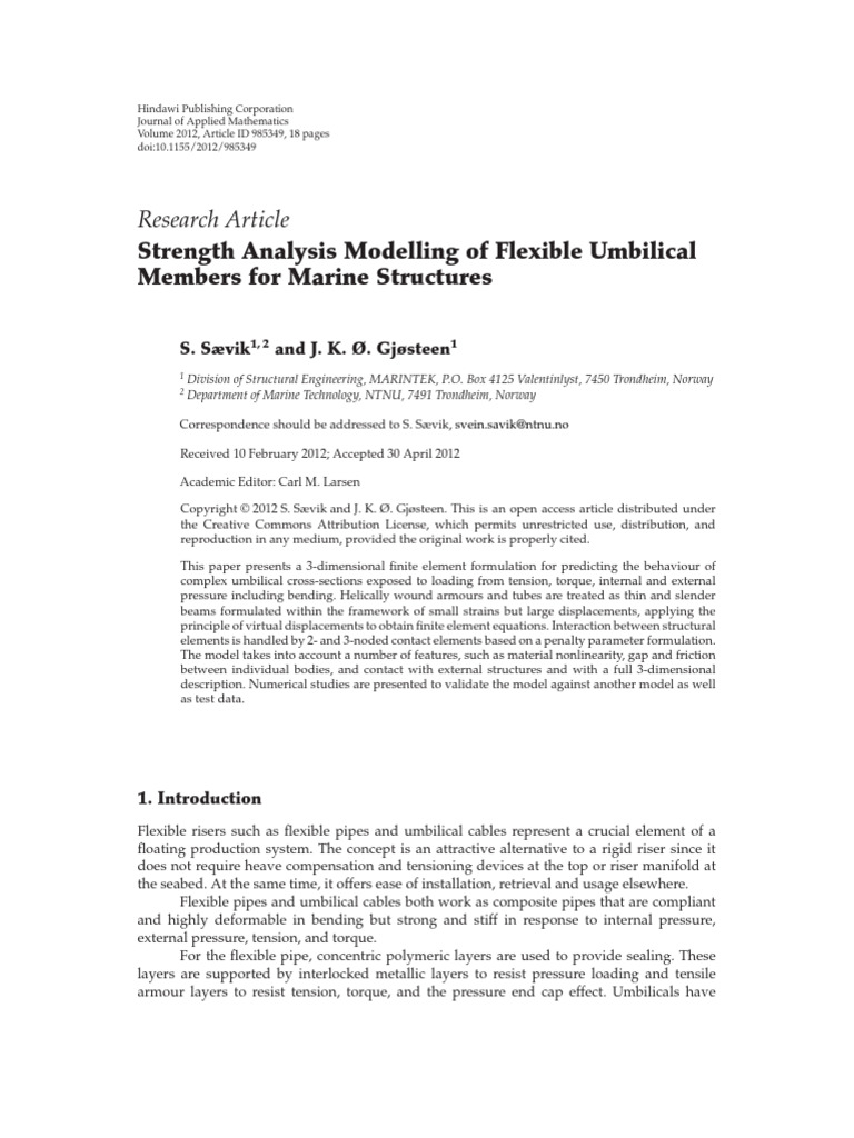 Strength Analysis Modelling of Flexible | PDF | Stress (Mechanics) | Bending