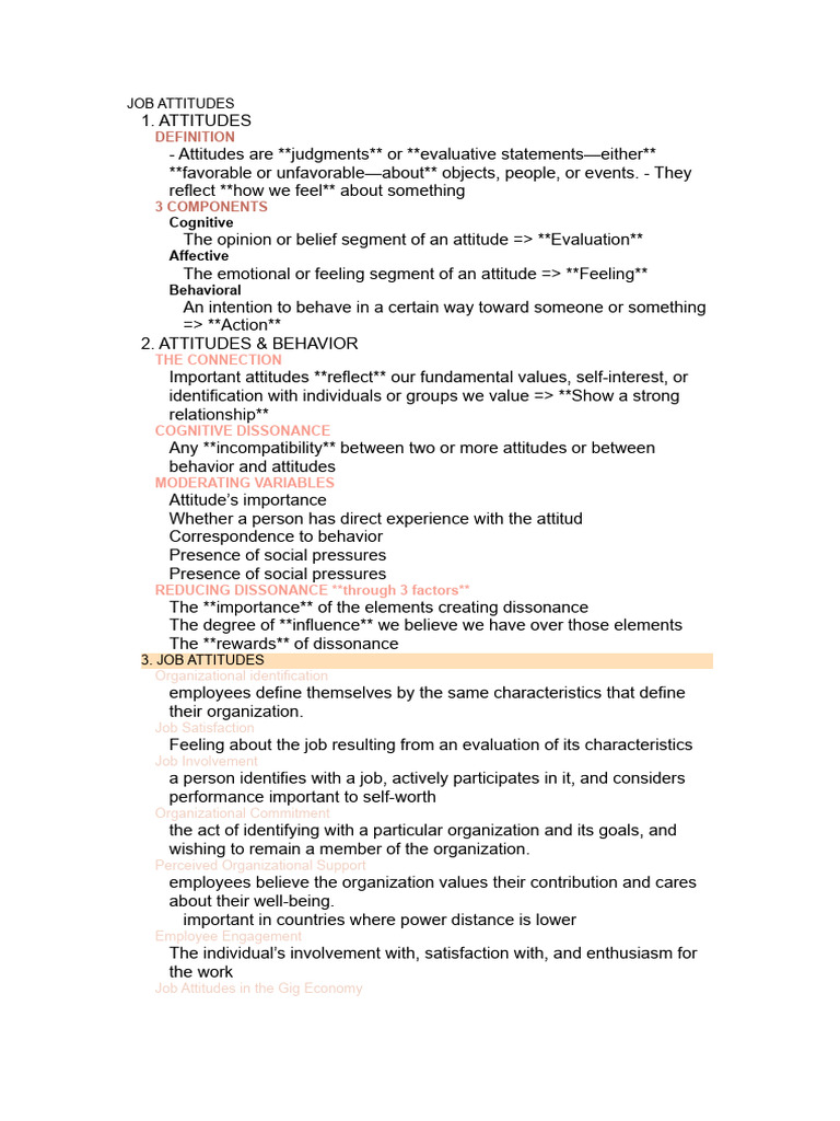 Job Attitudes | PDF | Attitude (Psychology) | Job Satisfaction