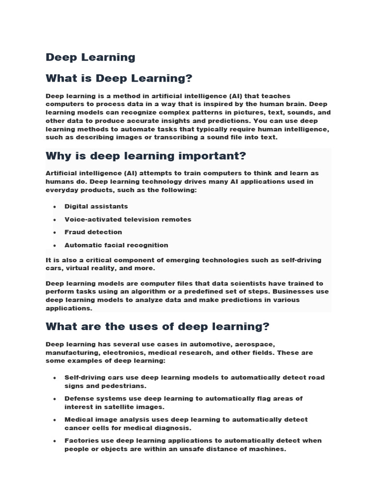 Deep Learning | PDF | Deep Learning | Machine Learning