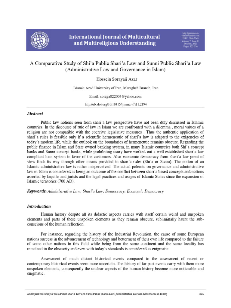 A Comparative Study of Shi A Public Shar | PDF | Sharia | Tribunal