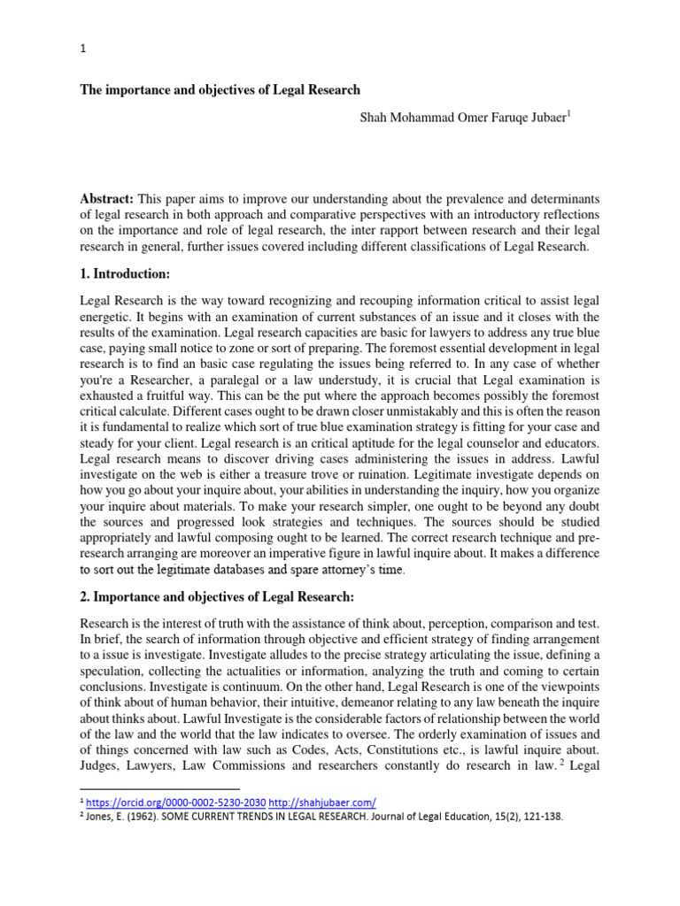 Importance and Objectives of Legal Research | PDF | Qualitative ...