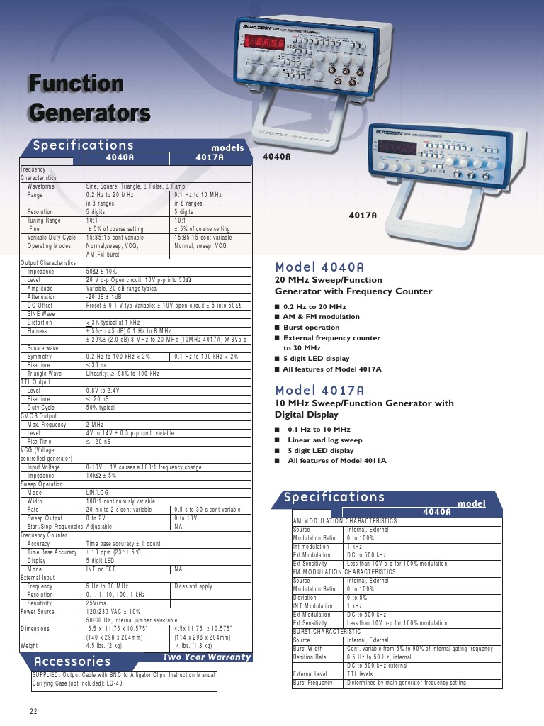 Specifications: Model 4040A | PDF | Frequency Modulation | Hertz