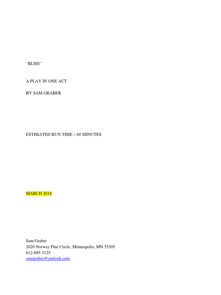 Bliss-By-Sam-Graber Script | PDF