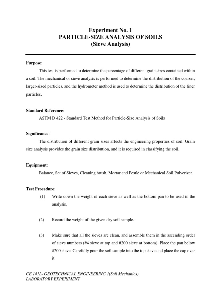 Experiment-No 1 | PDF | Particle Size Distribution | Soil Mechanics