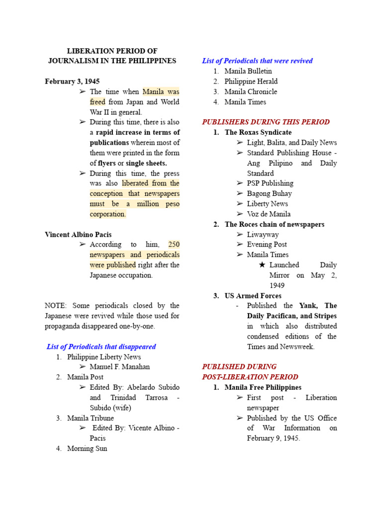 Liberation Period Group 5 | PDF | Philippines | Newspapers