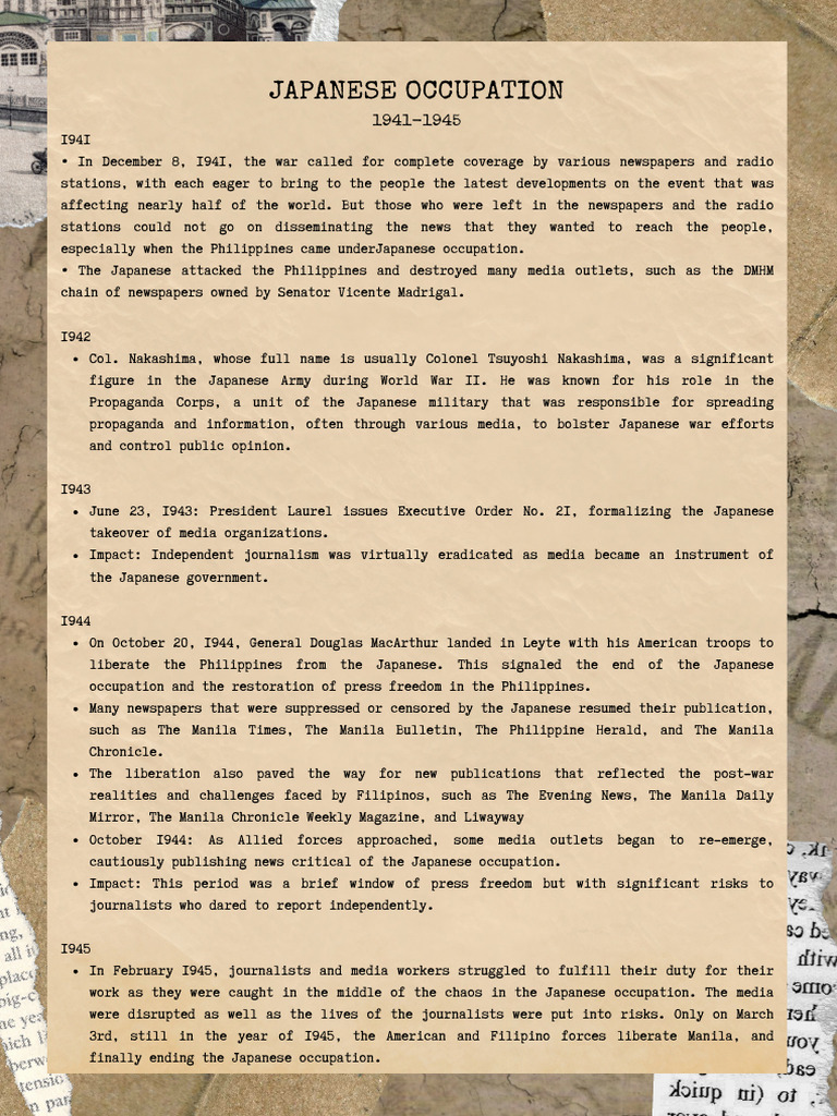 GROUP 4 Japanese Occupation Handout | PDF | Empire Of Japan | Philippines