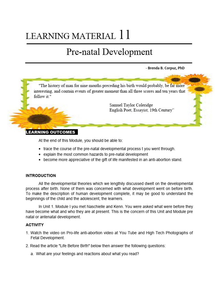 Educ 101.module 11 | PDF | Embryo | Fetus
