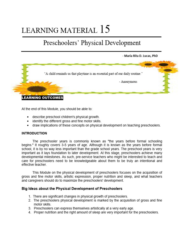 Educ 101.module 15 | PDF | Preschool | Nutrition