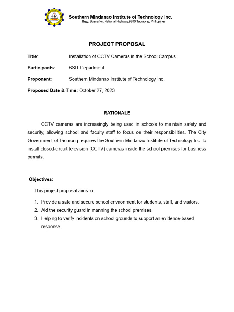 CCTV Installation Proposal for School Safety | PDF | Camera | Closed ...