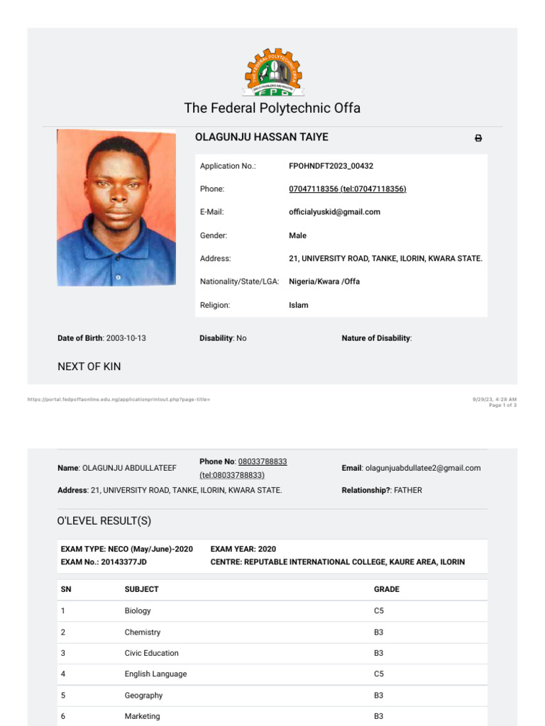 FEDPOFFA Portal | PDF | Educational Stages