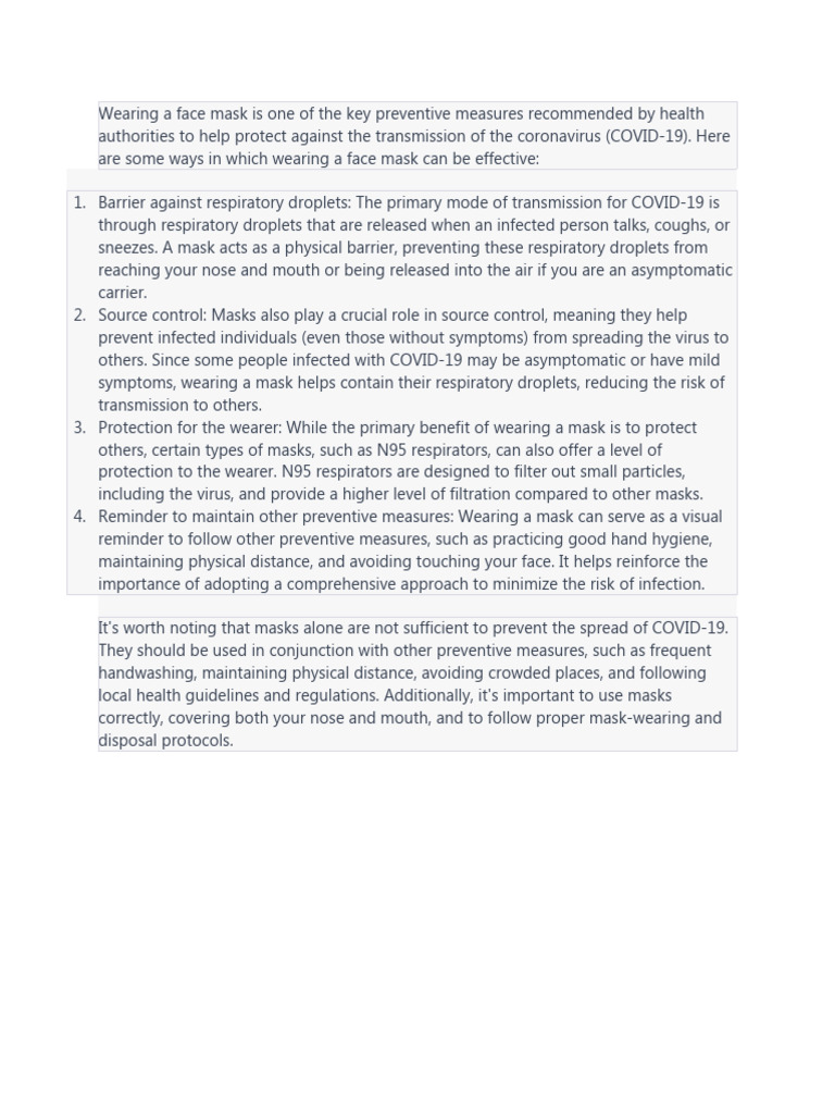 Wearing A Face Mask Is One of The Key Preventive Measures Recommended ... Wearing A Face Mask Is One of The Key Preventive Measures Recommended ...